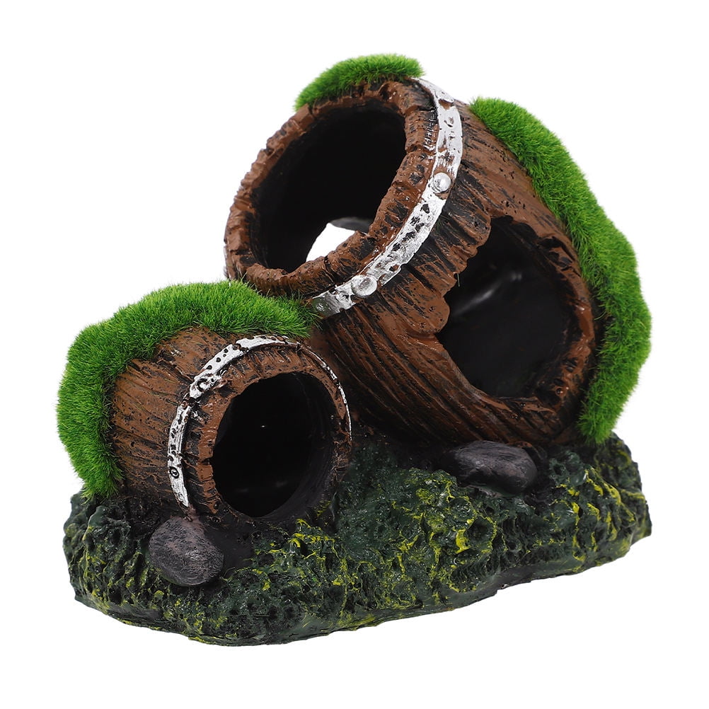 HOMEMAXS Resin Aquarium Barrel Ornament Fish Tank Broken Barrel ...