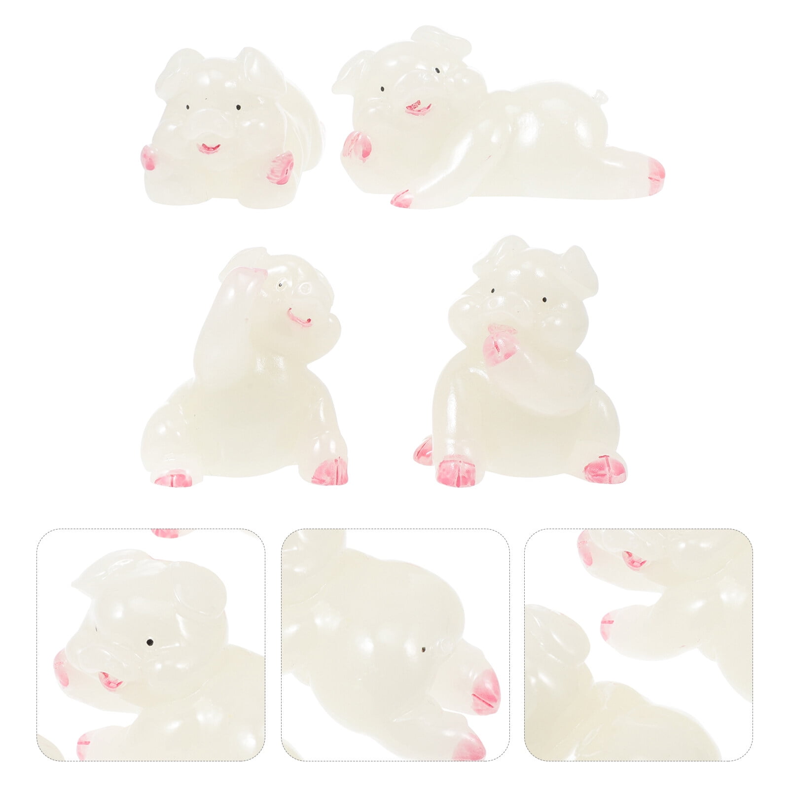 Resin Pig Model White Mini Ornament for Decor with Fine Details and ...