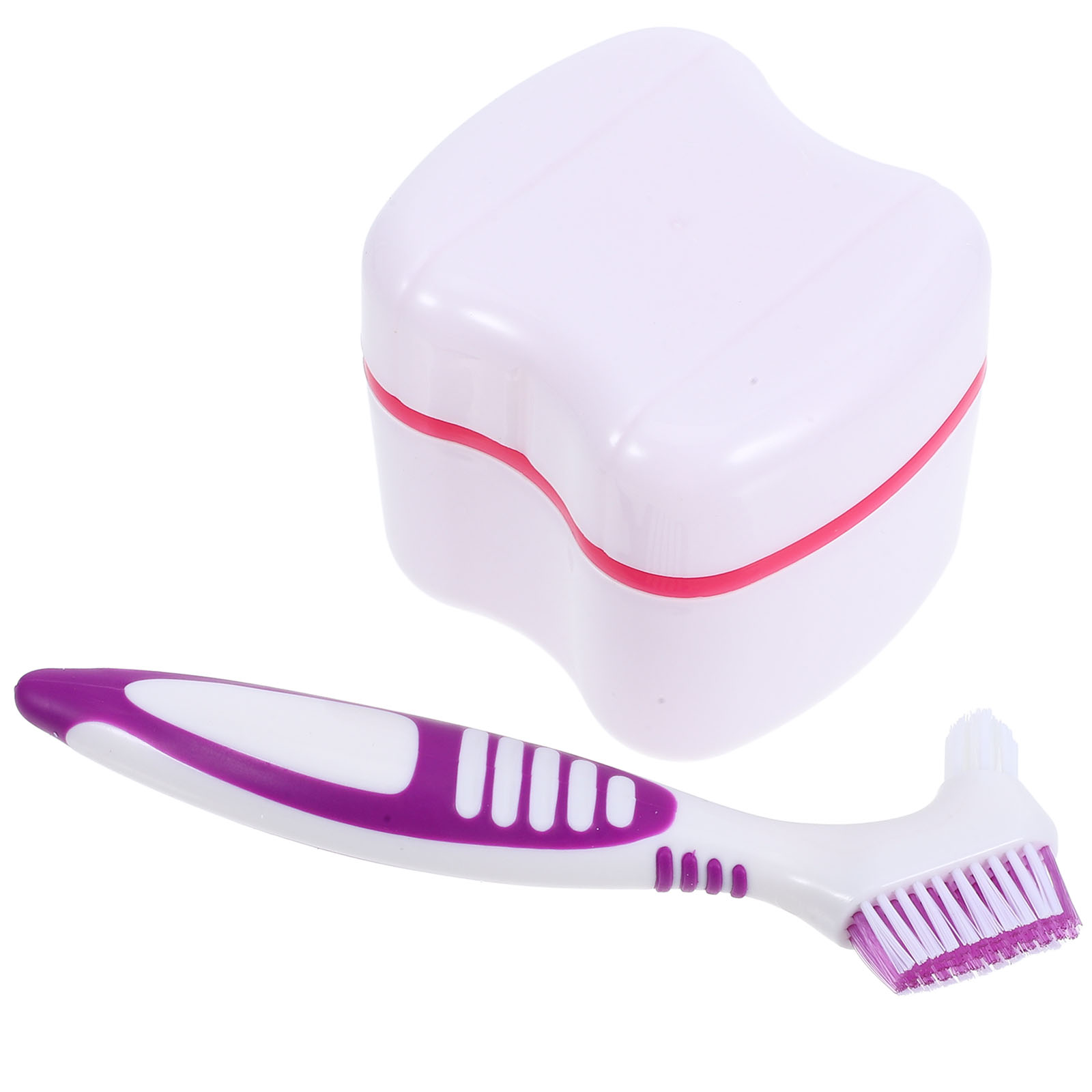 HOMEMAXS Retainer Bath Case Cup with Cleaner Brush Portable Travel ...