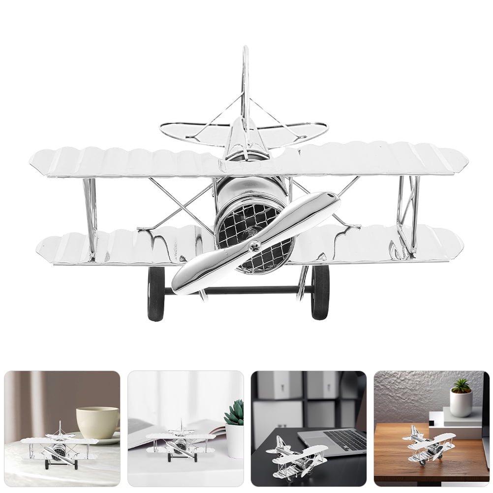 HOMEMAXS Retro Biplane Model Metal Craft Ornament Vintage Aircraft ...
