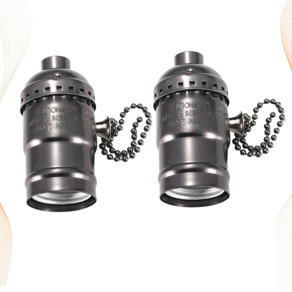 Retro Lamp Bases Black Light Socket Switch with Pull Chain for Home Use ...