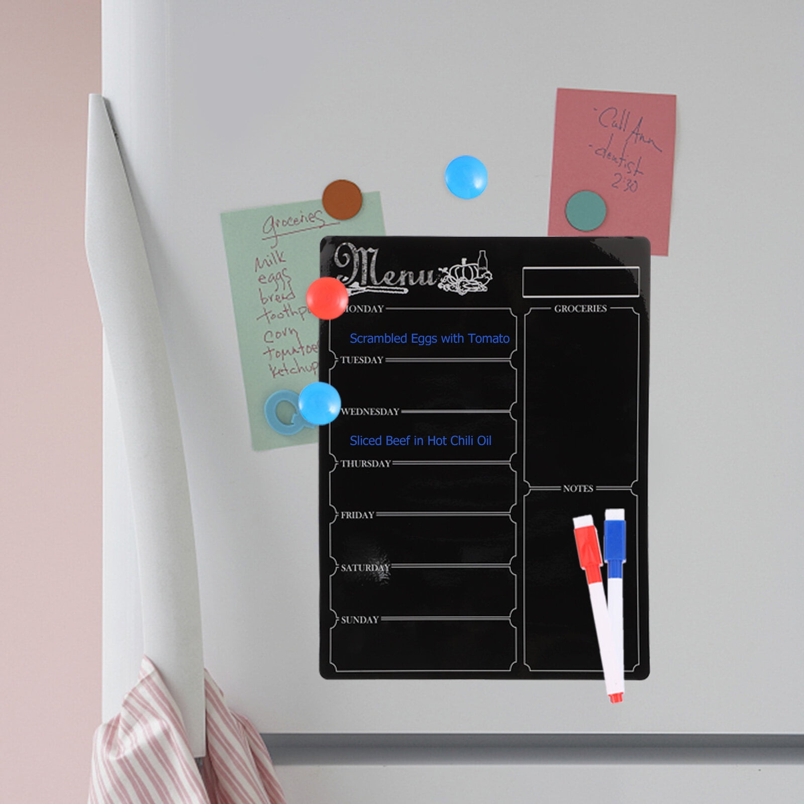 VERDANVERSE Fridge Weekly Planner Magnetic Dry Erase Menu Board Black 1 ...
