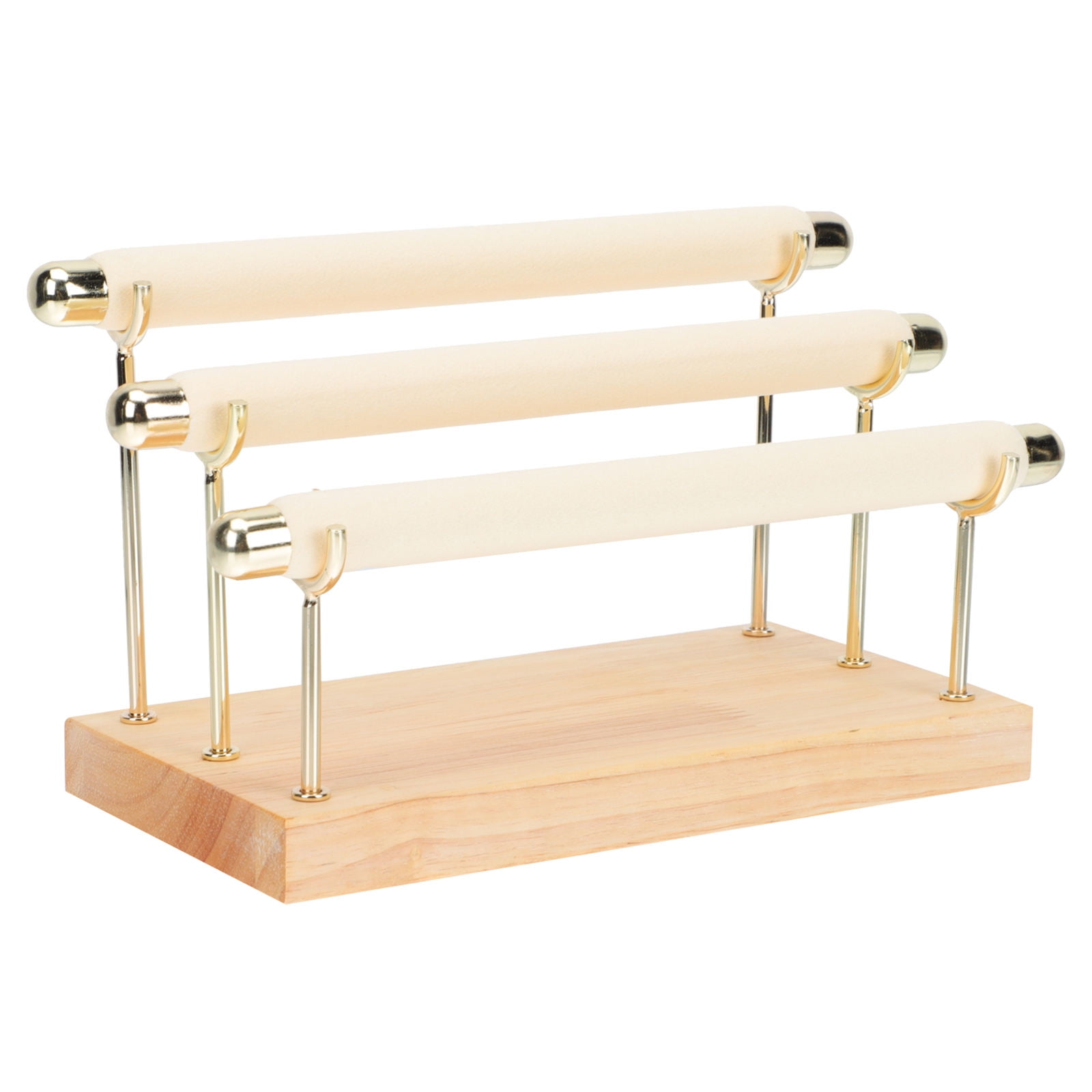 HOMEMAXS Beige Flannel Jewelry Rack for Storage Durable Three Layer ...