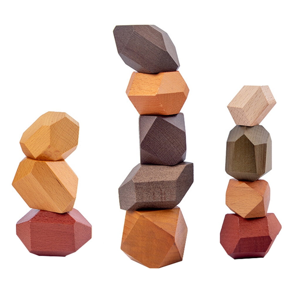 HOMEMAXS Rock Bricks for Kids Color Shape Sorter Toy Building Blocks ...