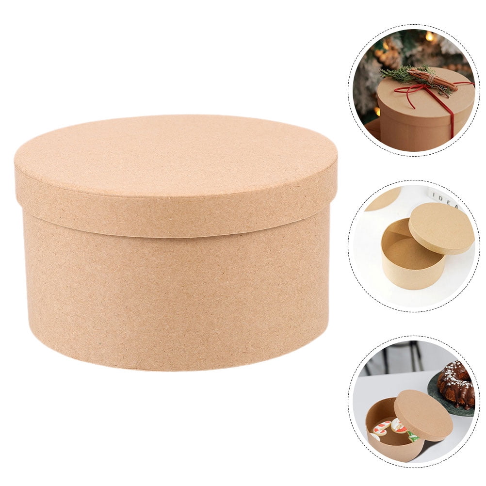 HOMEMAXS Round Paper Cookie Box With Lids Kraft Paper Candy Cookie Box ...