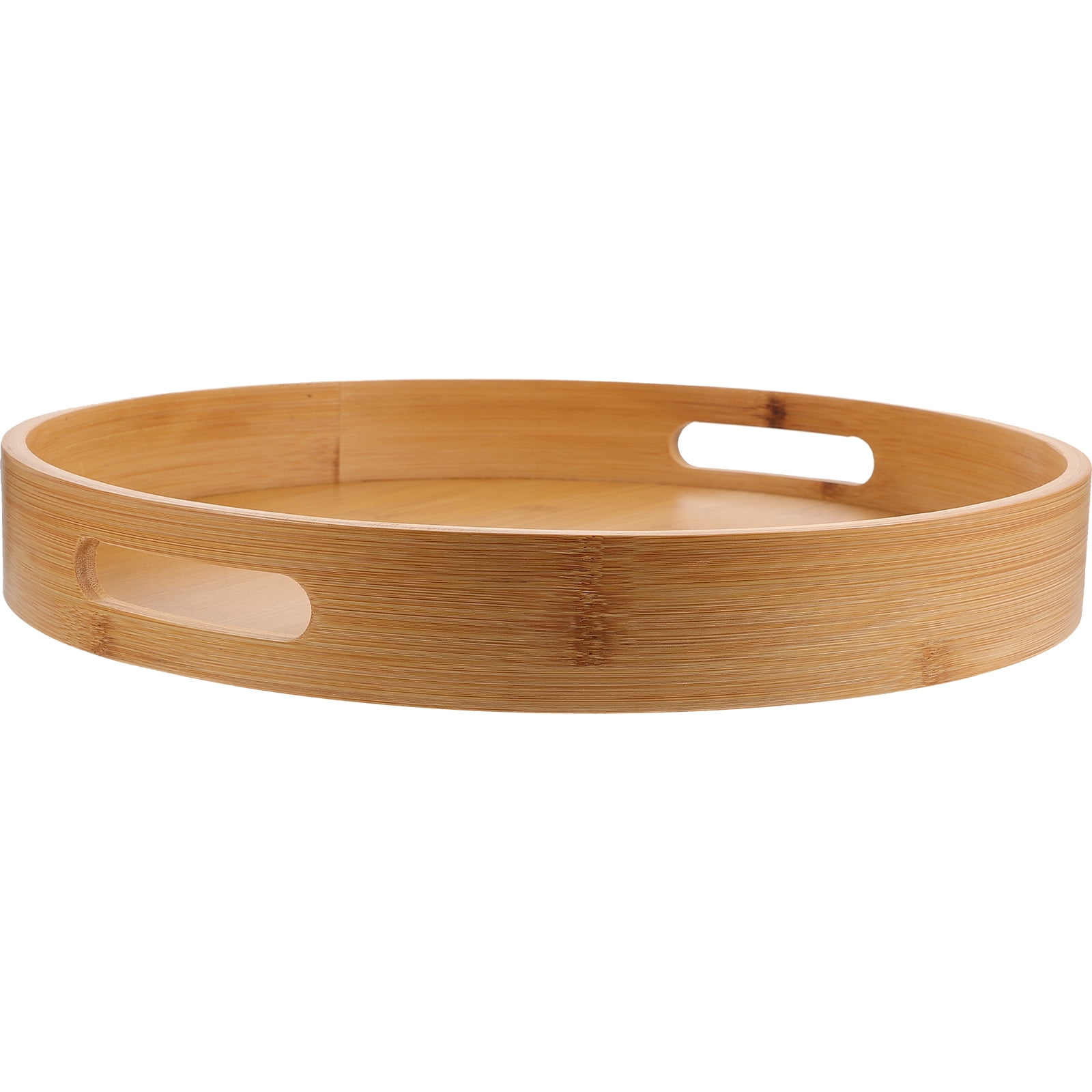 HOMEMAXS Round Serving Tray with Handle Japanese Style Bamboo Dinner ...