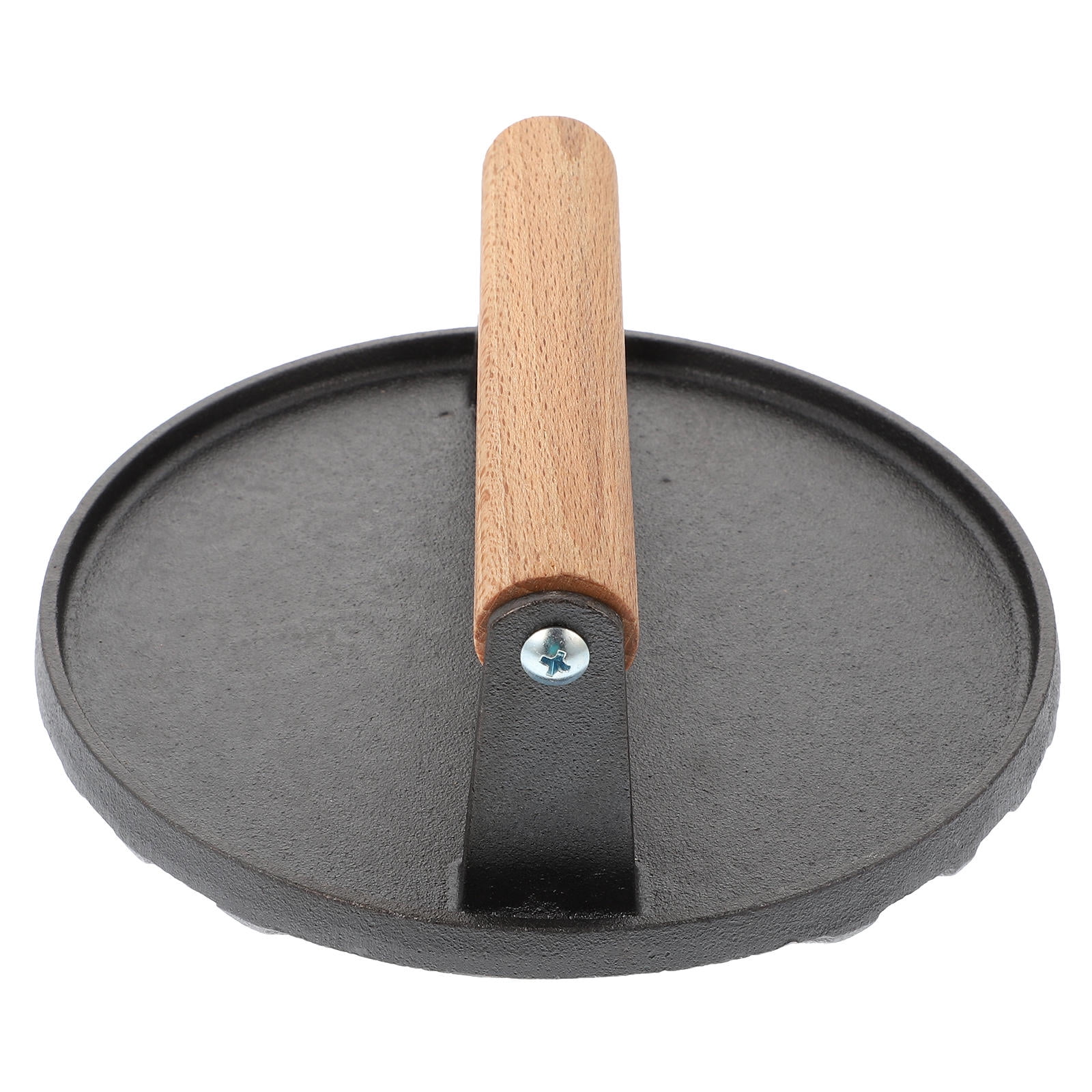 Wooden Handle Meat Press Tool with Steel Plate for BBQ and Sandwich ...