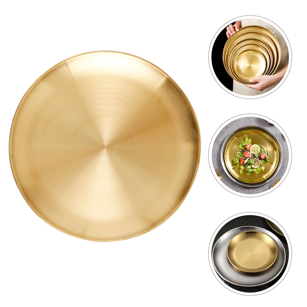 HOMEMAXS Serving Plate Divided Tray with Handle Platter Large Golden ...