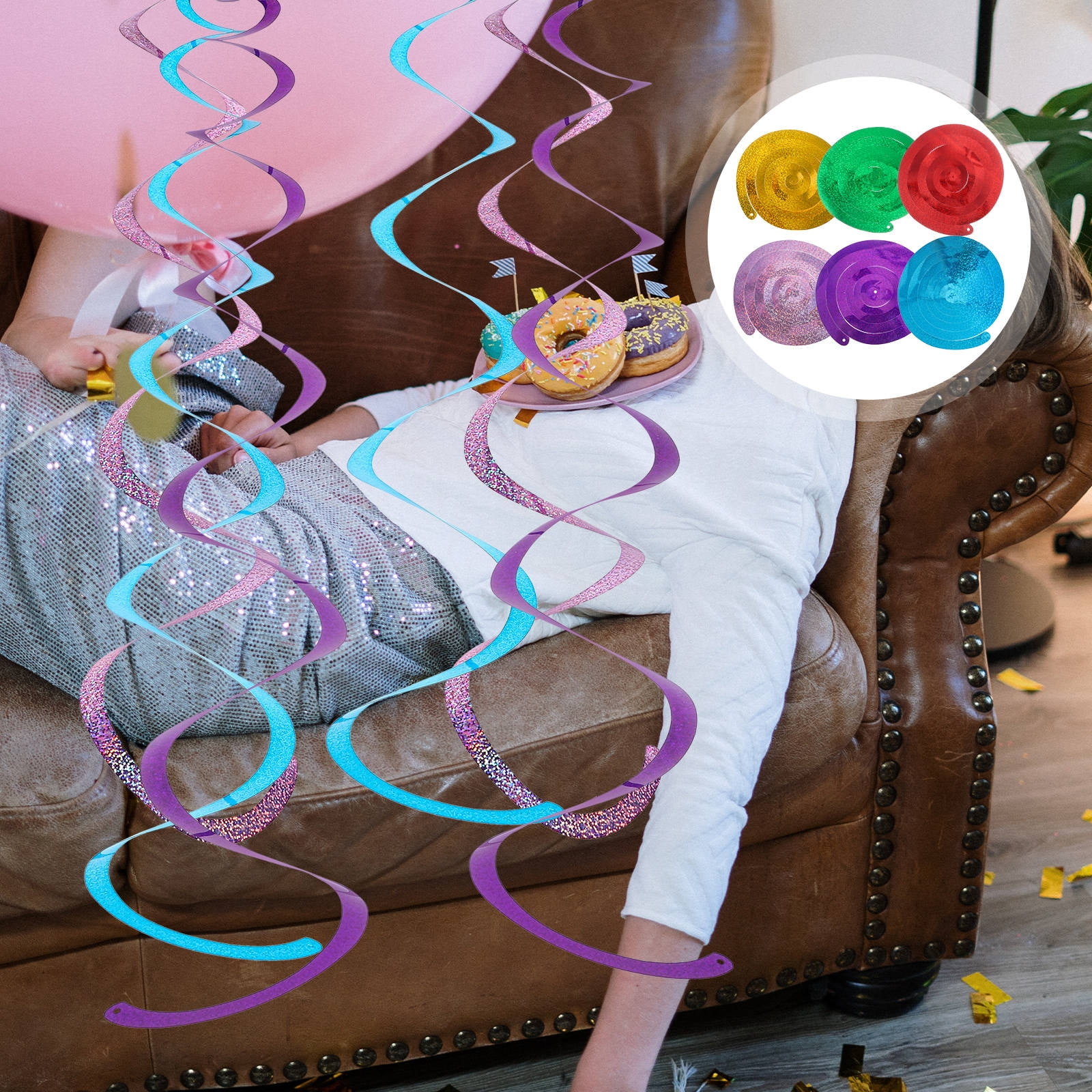 HOMEMAXS Shiny Holographic Swirl Hanging Decorations for Party Ceiling ...