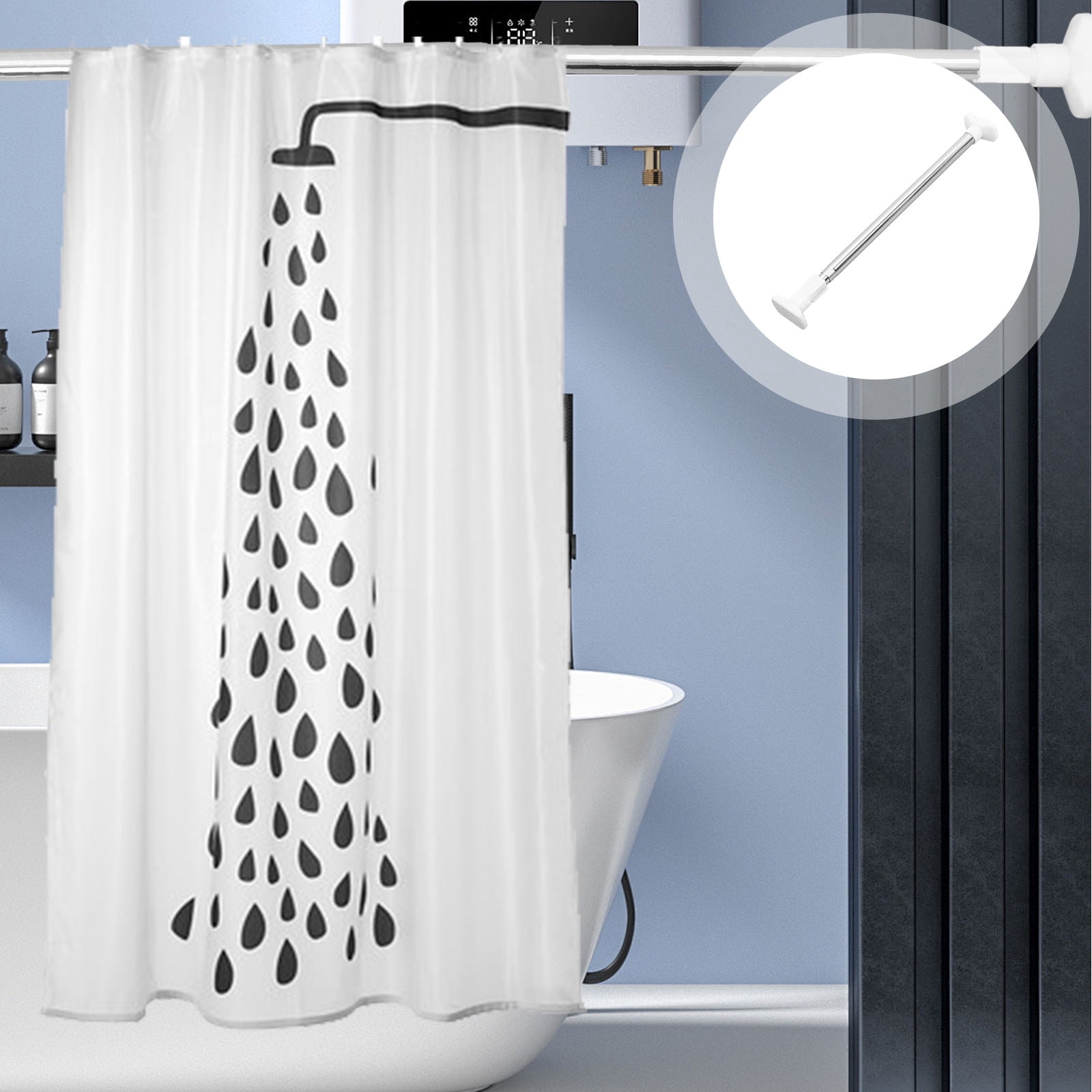 HOMEMAXS Shower Curtain Rod Window Tension Rods Stainless Steel ...