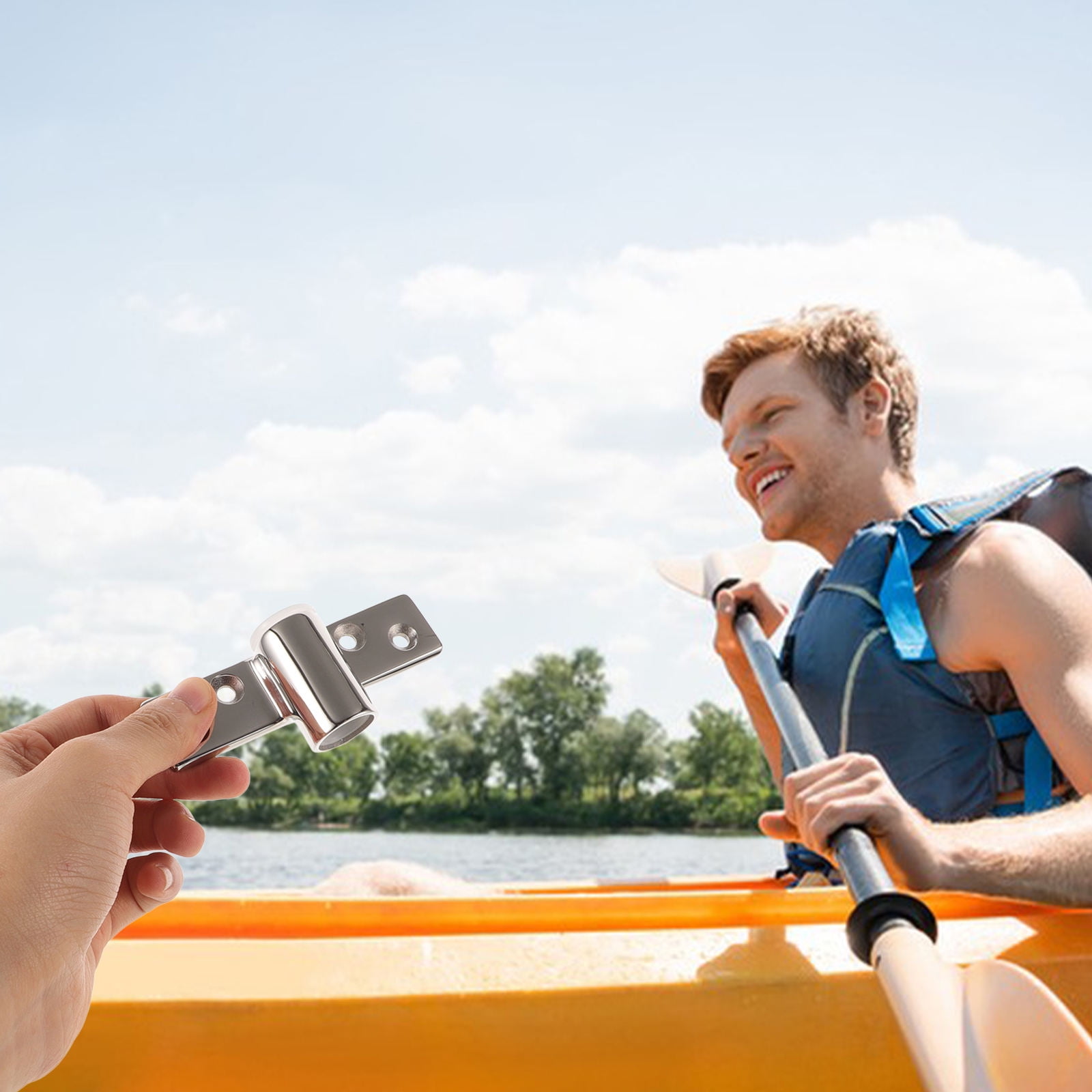 HOMEMAXS Side Mount Oarlock Socket Mounts Steel Oarlocks Marine Silver ...