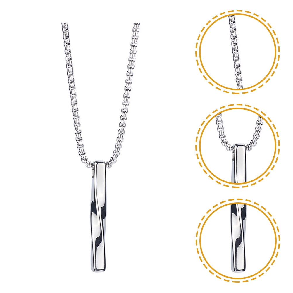 Silver Titanium Steel HipHop Necklace for Men Simple Cool Pendant ...