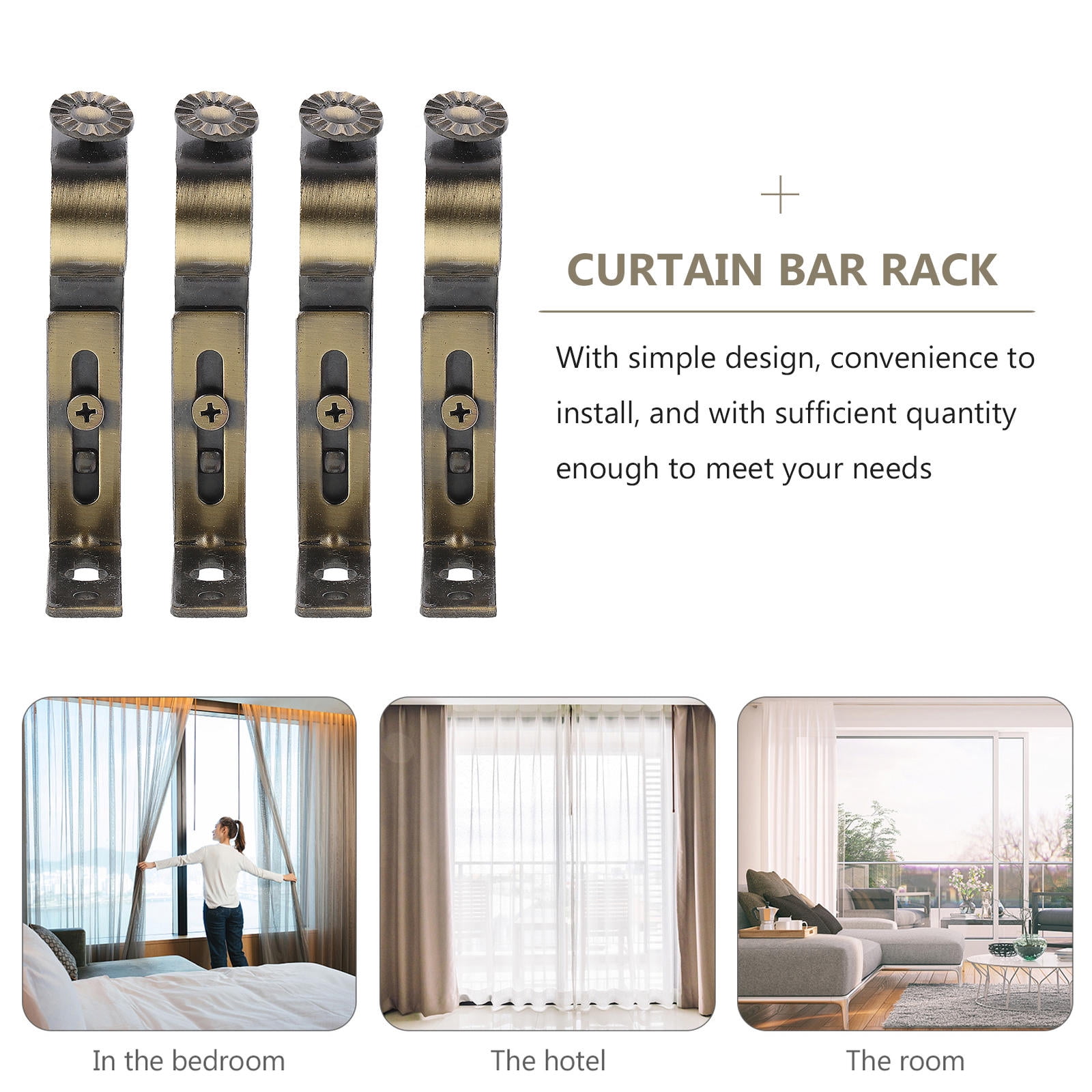 Simple Curtain Rod Brackets in Black Made of Iron for Window Curtain 4 ...