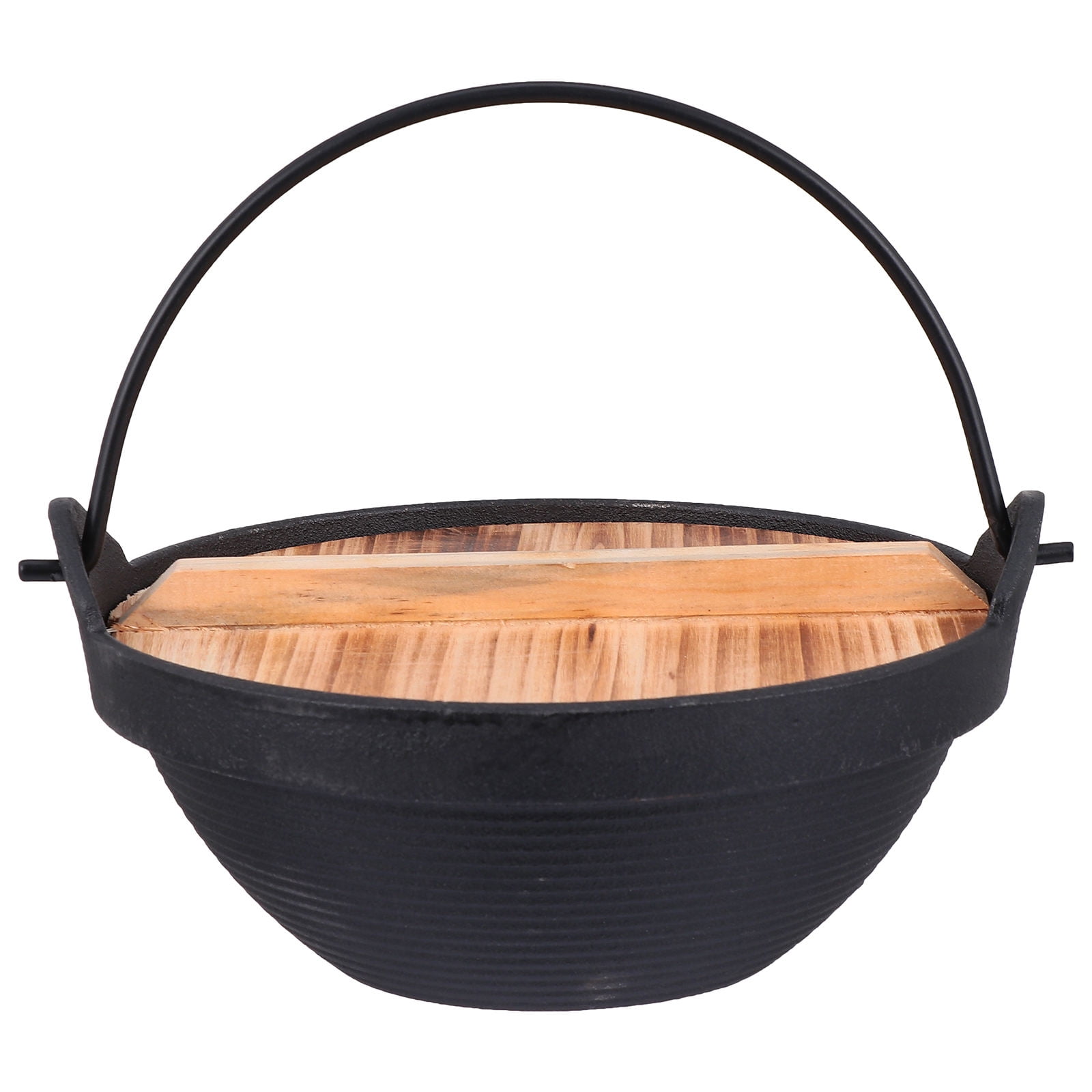 Single Hot Pot Portable Camping Cookware Hotpot Frying Travel Black ...