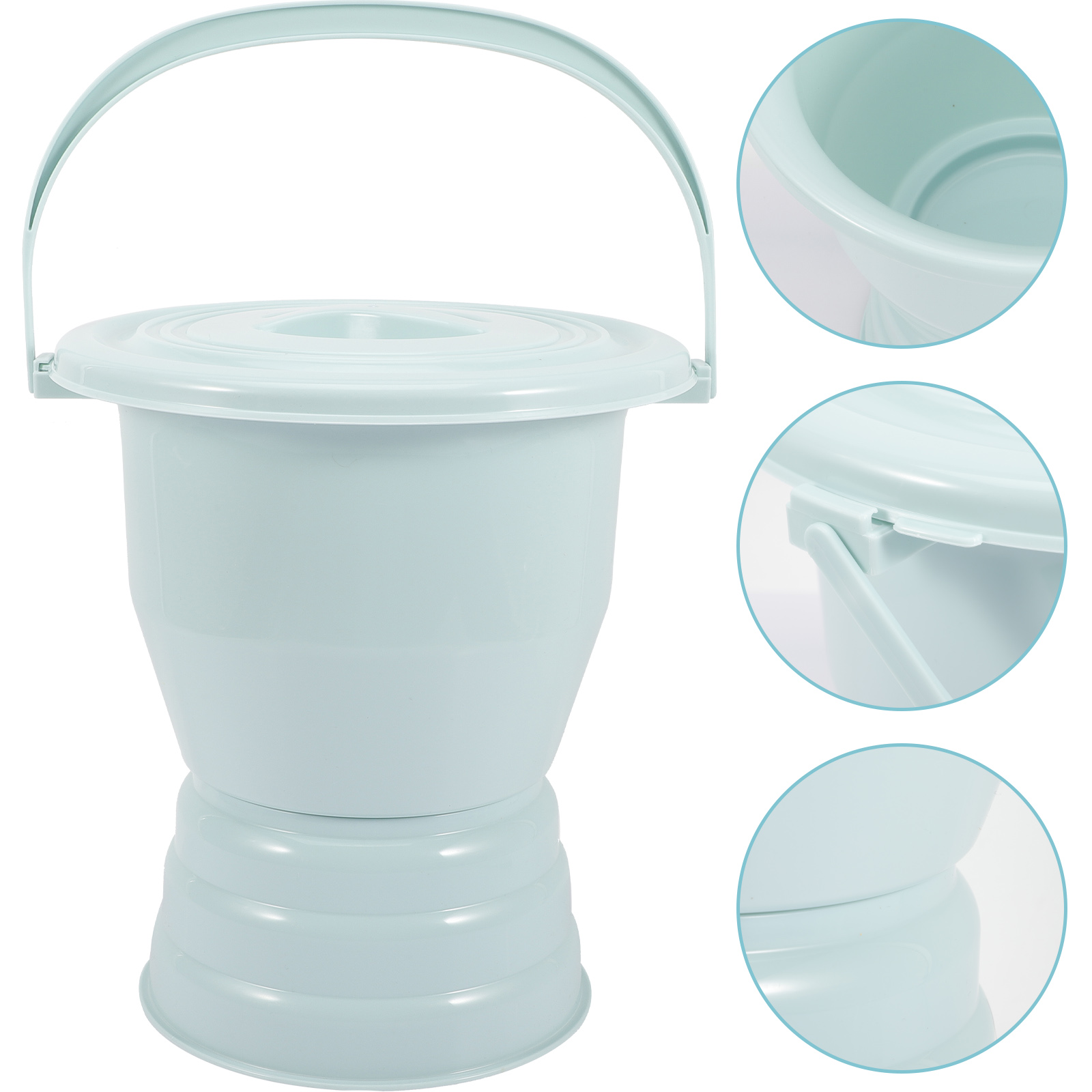 HOMEMAXS SkyBlue Portable Urinal Pot with Lid Durable Plastic Chamber ...