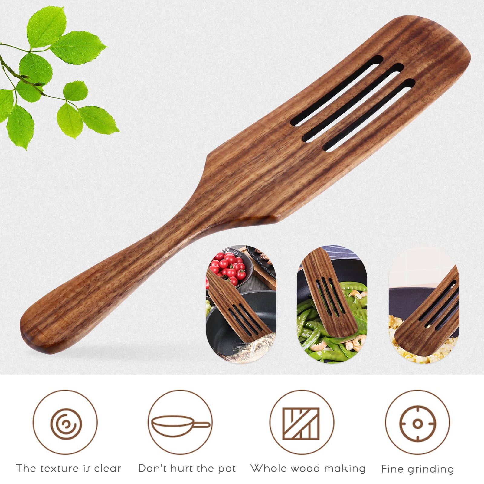 HOMEMAXS Slotted Spurtle Set Wooden Kitchen Utensils Set 31cm Wooden ...
