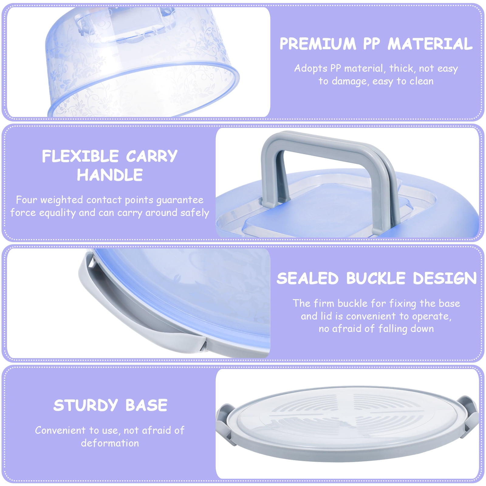 HOMEMAXS Small Cake Carrier with Handle Portable Round Cupcake ...