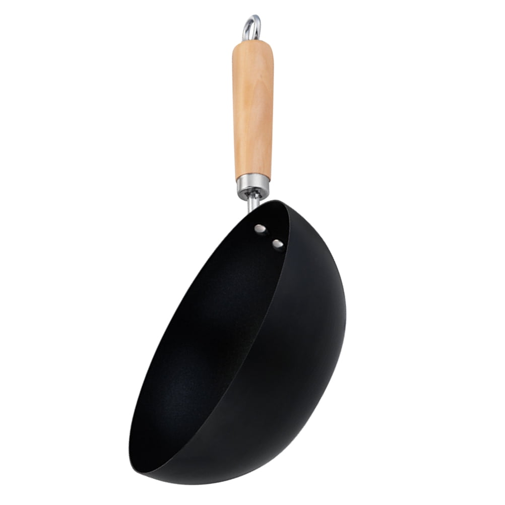 HOMEMAXS Small Frying Pan No Coating Frying Pot Gas Stove Wok Portable ...