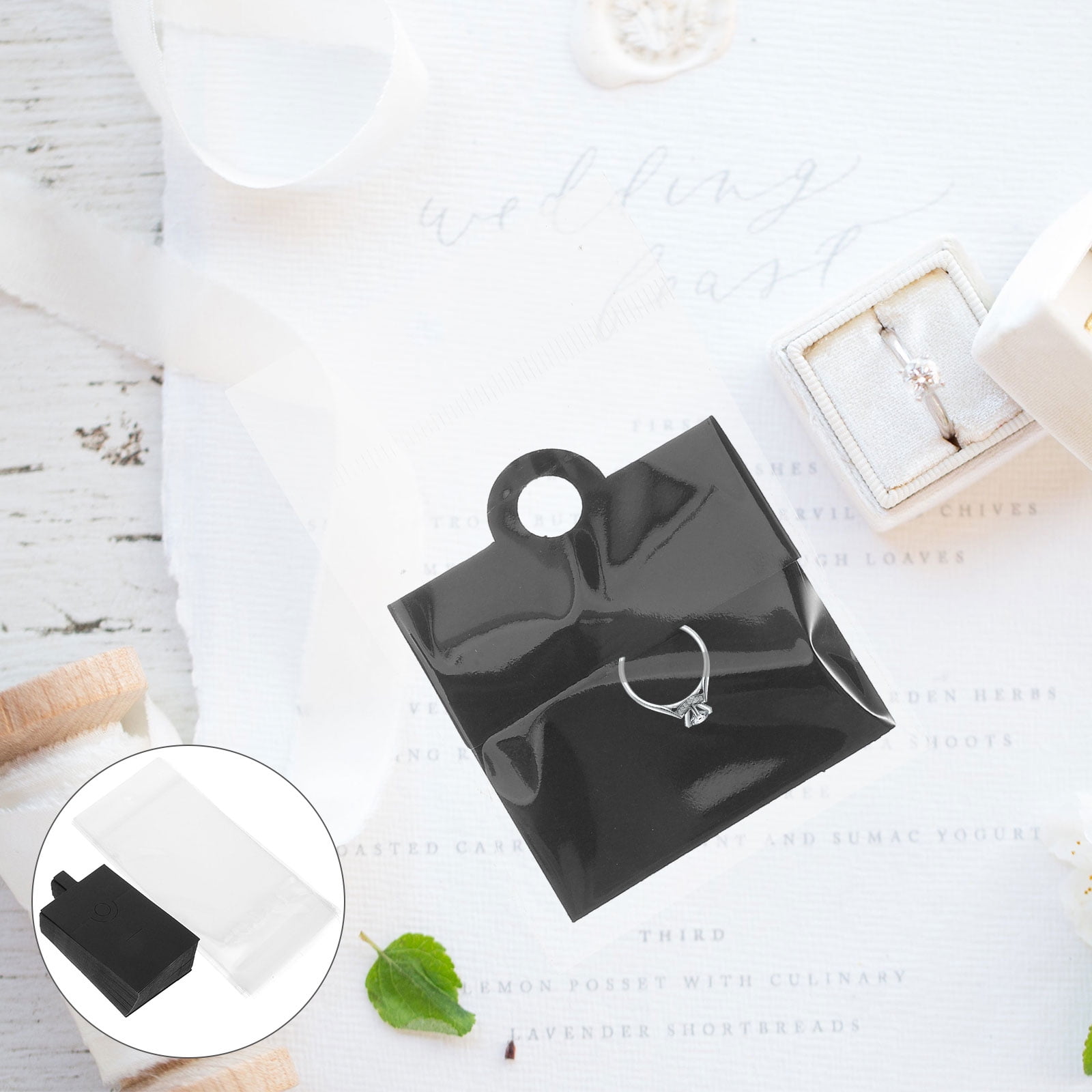 HOMEMAXS Small Packaging Ring Display Card 8.50X6.20X0.10CM Black ...