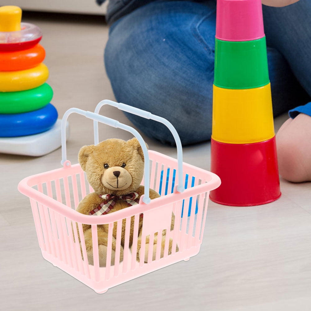 HOMEMAXS Small Plastic Basket With Handle For Kids Shopping Desktop ...