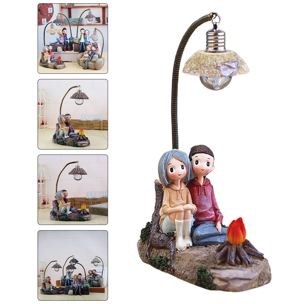 HOMEMAXS Small Standing Decorative Tabletop Lamp Couple Figure Lovers ...