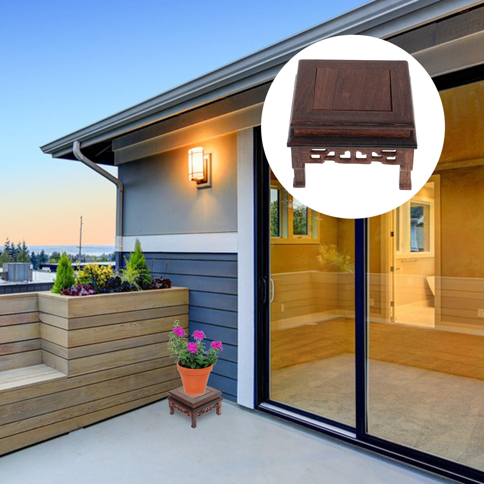 HOMEMAXS Small Wooden Stand for Vase Desktop Wood Base Crafts Wooden ...