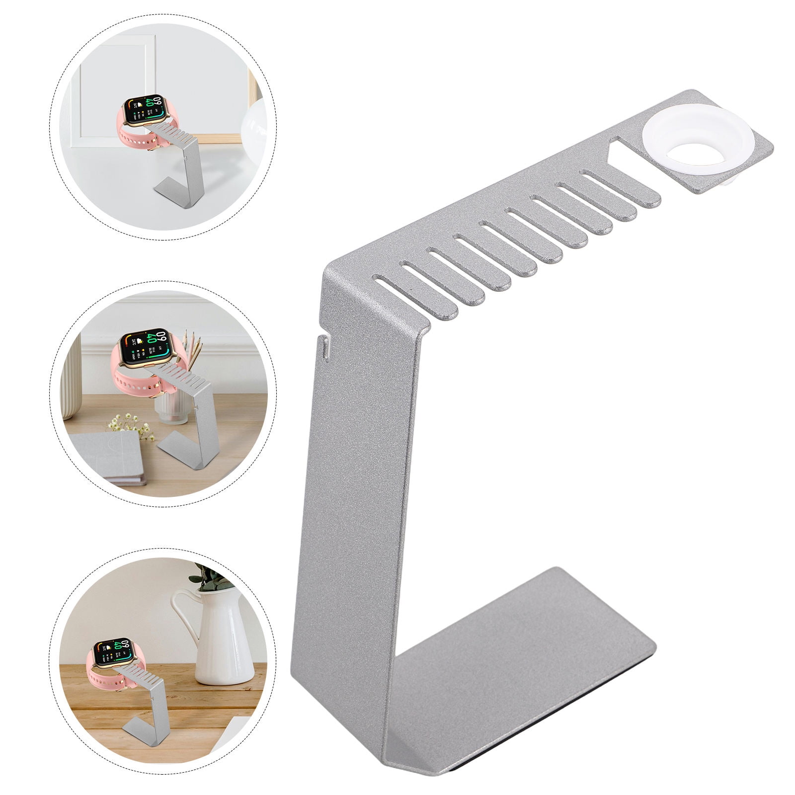 HOMEMAXS Smartwatch Charging Stand with Strap Storage Rack in Silver ...