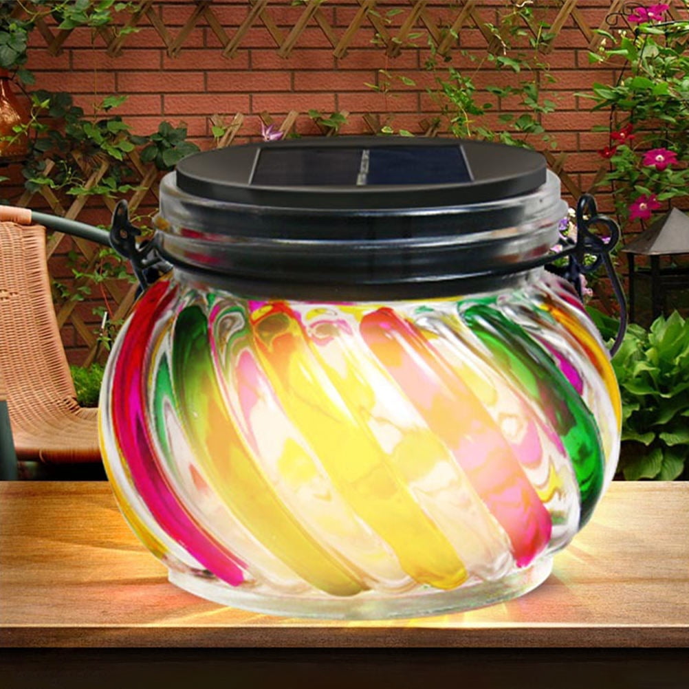 1Set Colorful Glass Jar Light for Outdoor Decorative Use at Night with ...