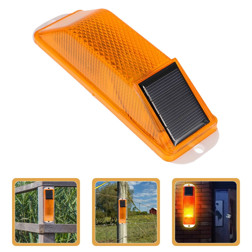 HOMEMAXS Solar Light for Warning Powered Fence Lights Outdoor Yellow ...