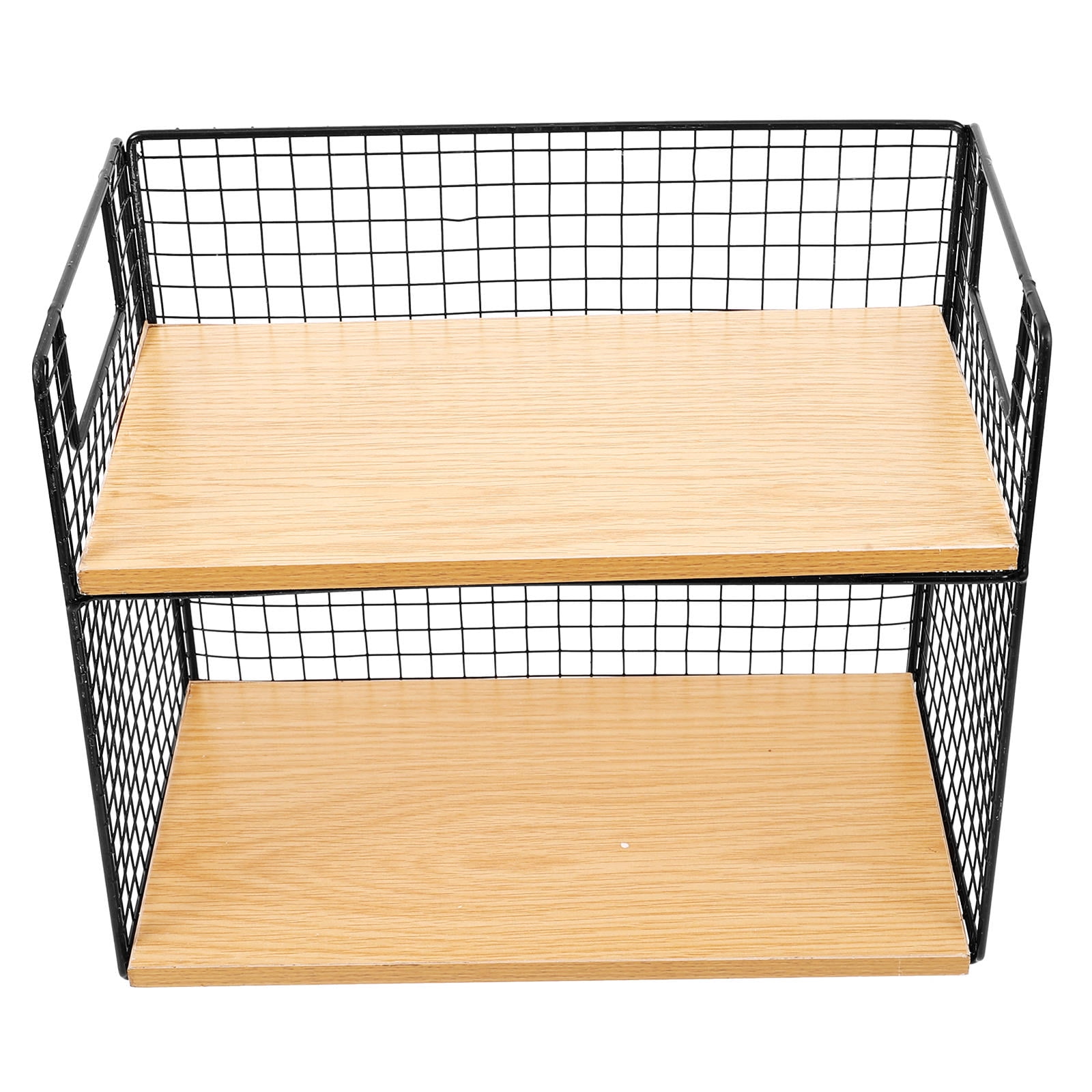 HOMEMAXS Black 2Tier Desktop Organizer Shelf with Metal and Wood for ...