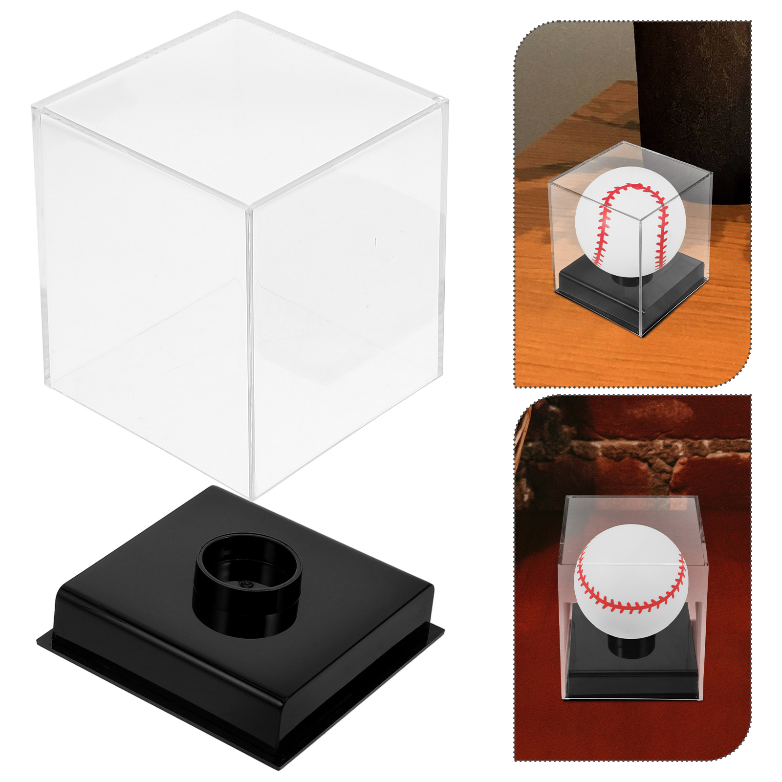 HOMEMAXS Square Baseball Display Case Clear Acrylic Cube Baseball ...