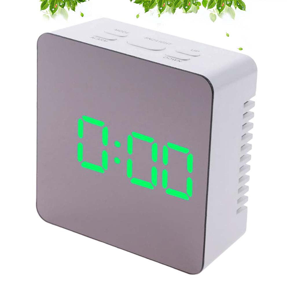 Square Digital Mirror Clock LED Alarm Clock with Temperature ...