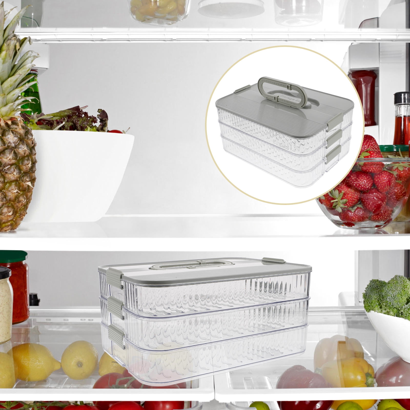 HOMEMAXS Stackable And Detachable Plastic Storage Container Three-Layer ...