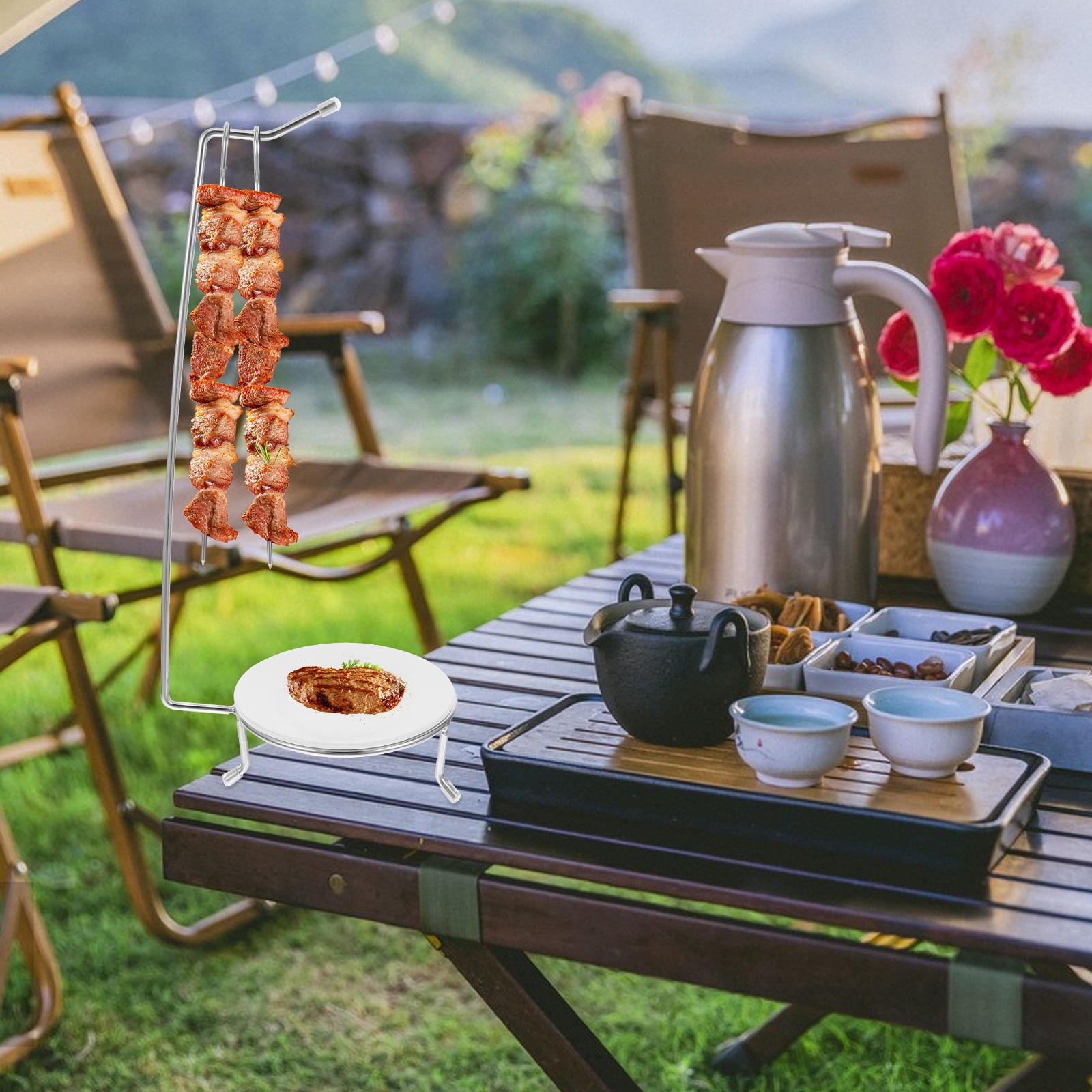 HOMEMAXS Stainless Steel Barbecue Skewer Outdoor Multifunctional ...