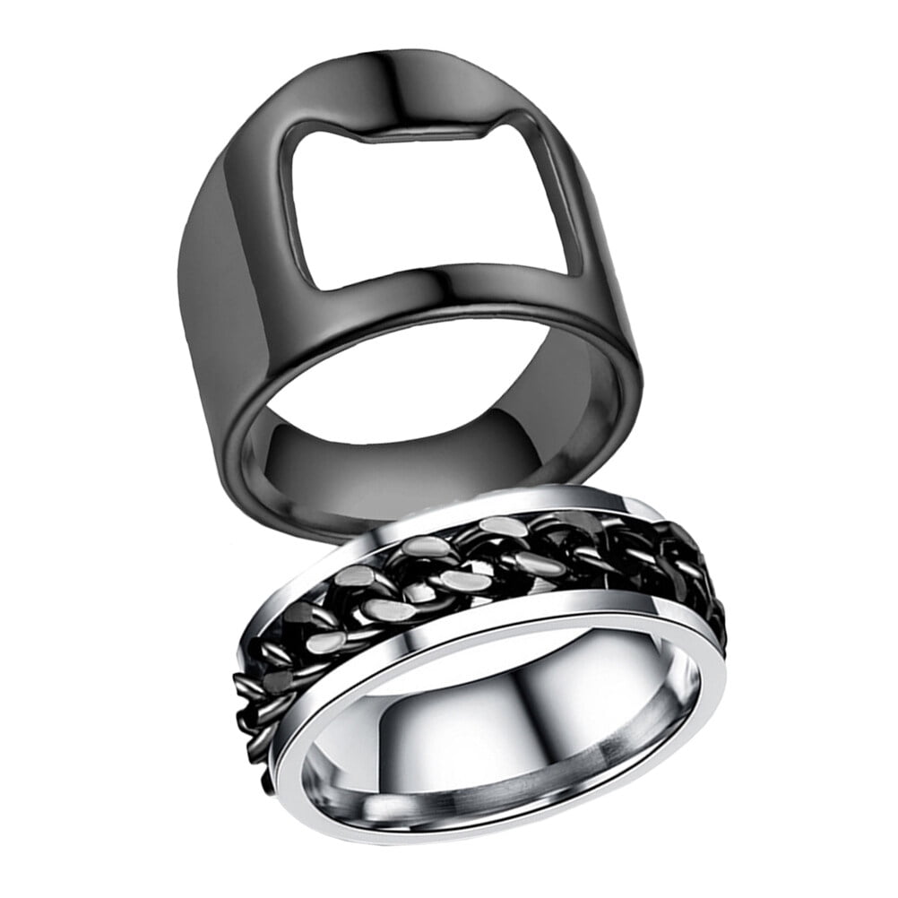HOMEMAXS Stainless Steel Black Rotatable Bottle Opener Finger Ring for ...