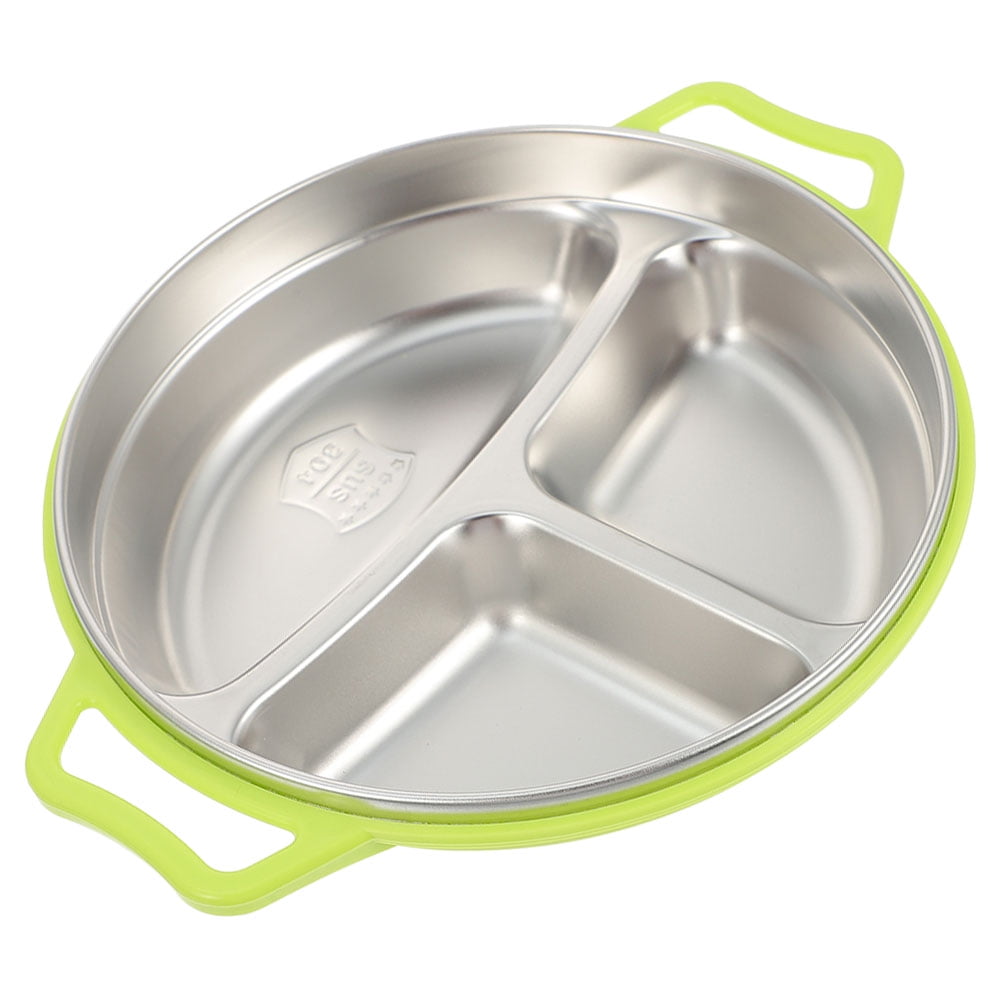 WEUVEB Divided Food Plate Stainless Steel Compartment Plates 1Pcs ...