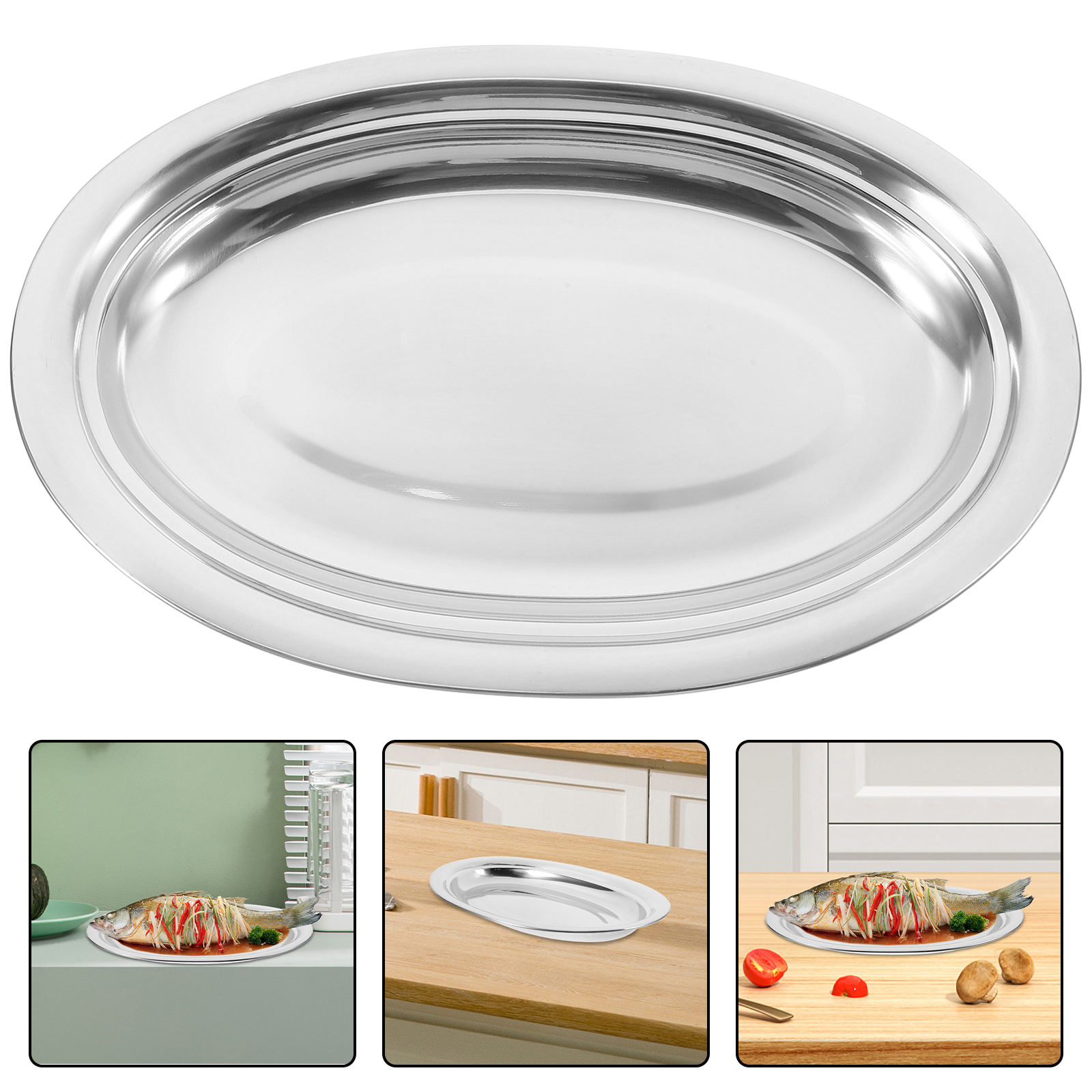 HOMEMAXS Stainless Steel FishShaped Serving Plate for Home and ...