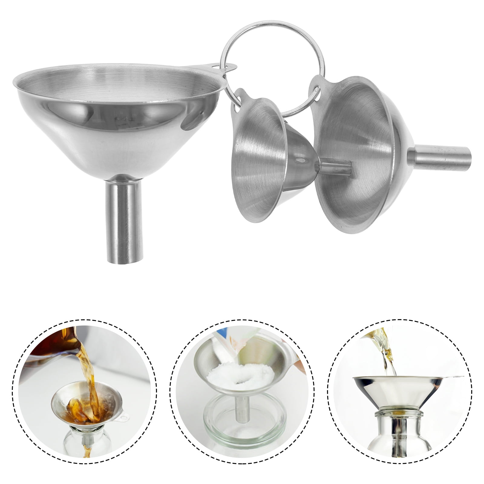 HOMEMAXS Stainless Steel Funnel for Kitchen Use Silver Multifunctional ...