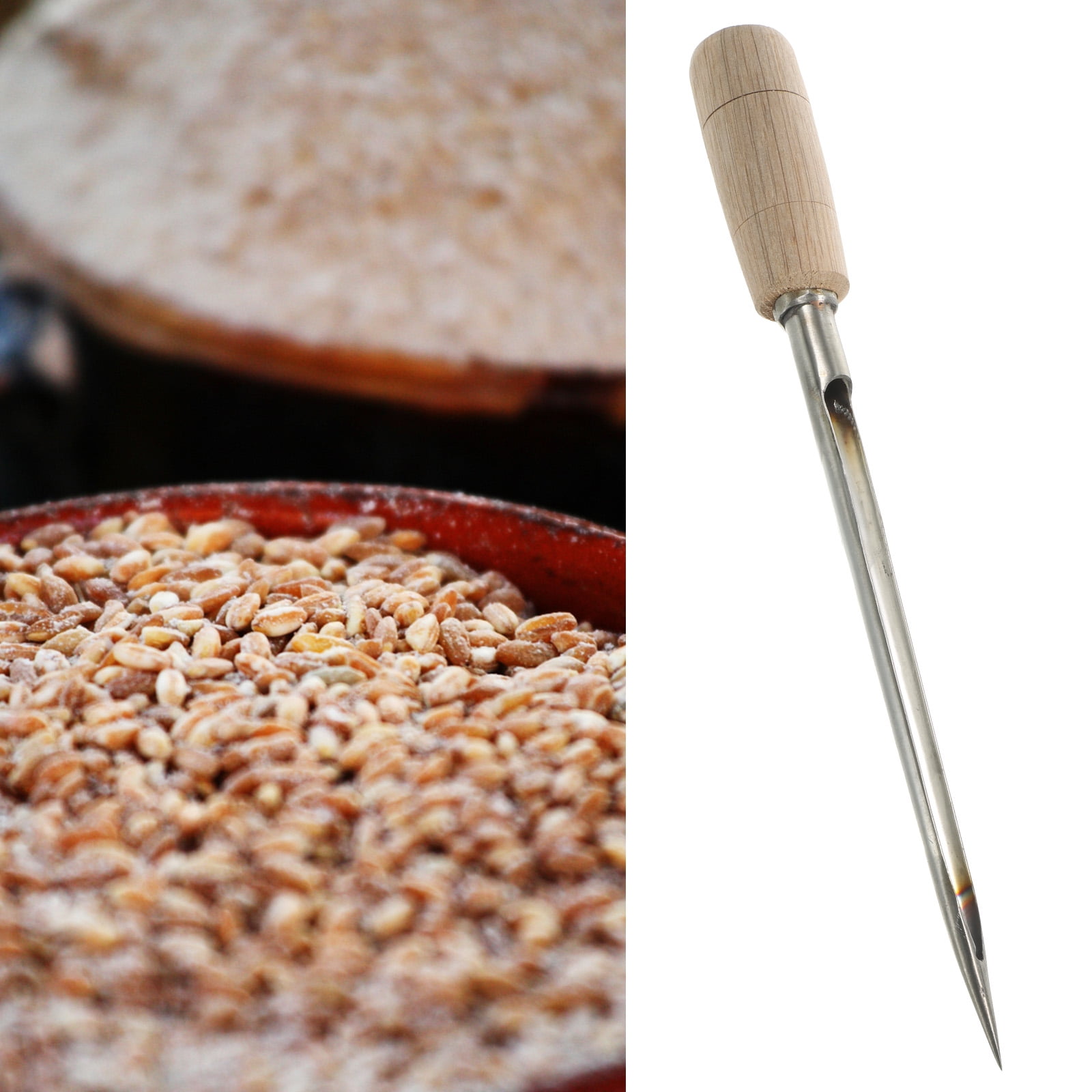 HOMEMAXS Stainless Steel Grains Powder Sampler Wooden Handle Cereal ...