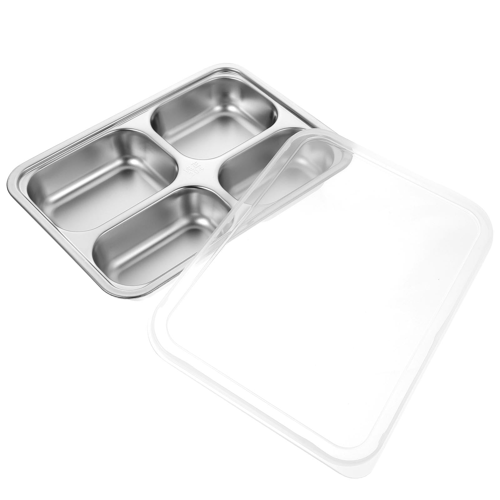 Stainless Steel Lunch Compartment Tray with Four Sections for Home ...