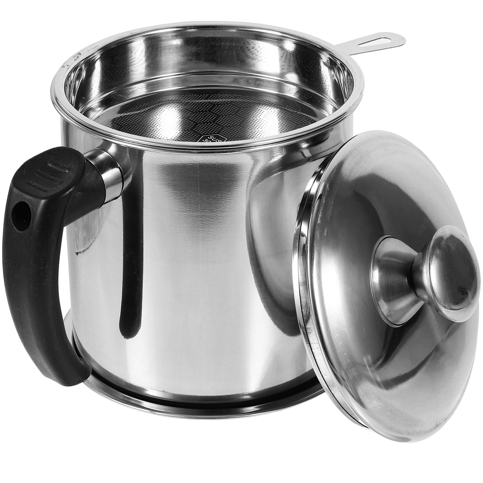 HOMEMAXS Stainless Steel Oil Strainer Pot with Lid for Filtering and ...