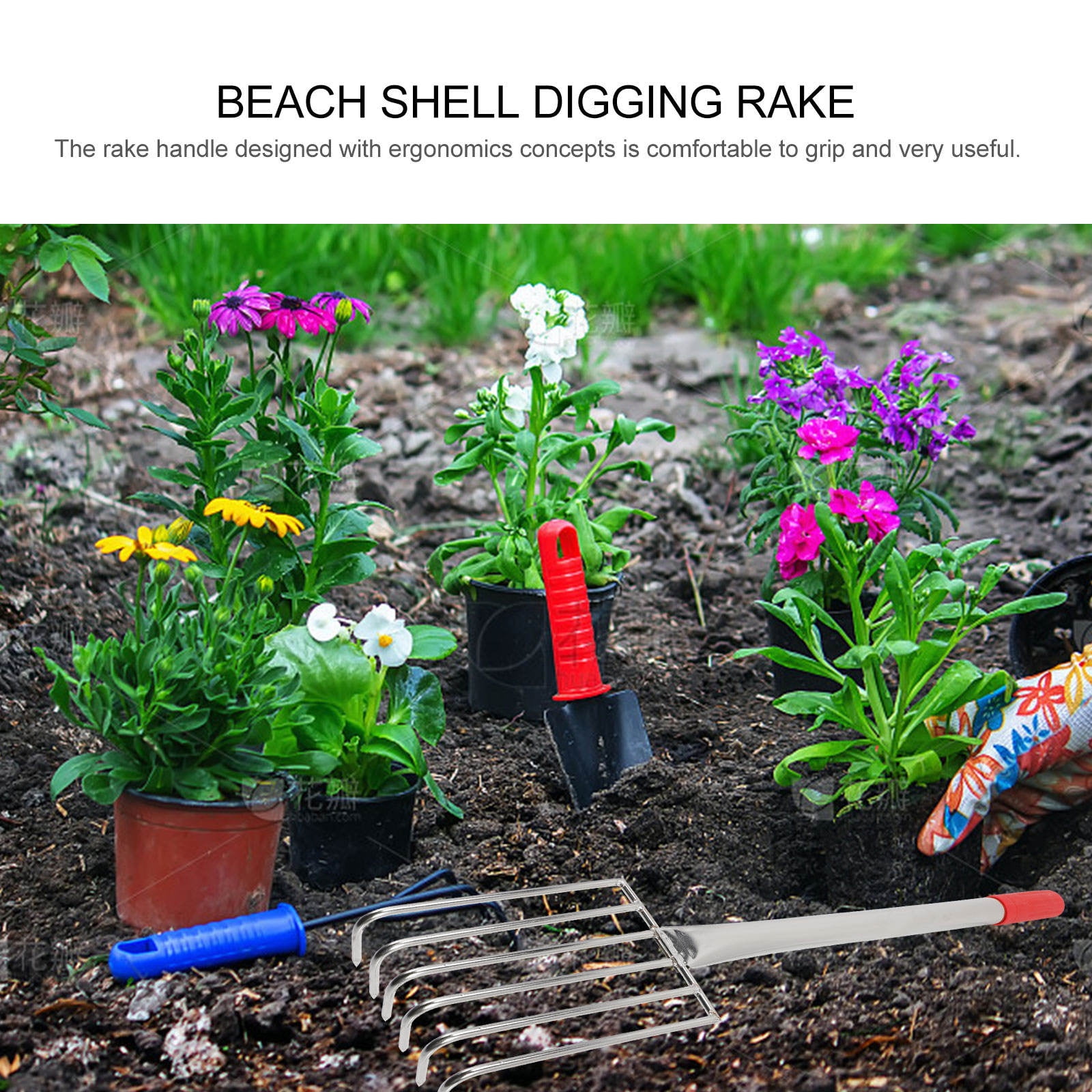 HOMEMAXS Stainless Steel Rake Leaf Rake Leaves Rake Garden Lawn Yard ...