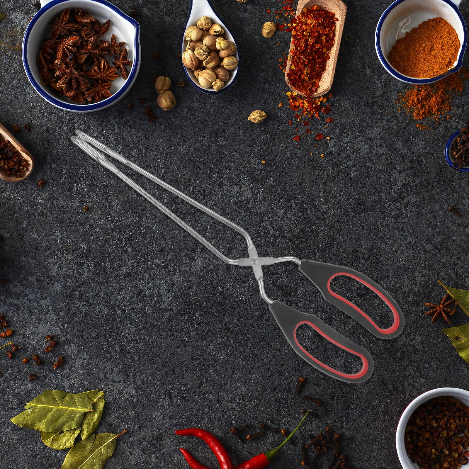 HOMEMAXS Stainless Steel Scissor Tongs For Grilling Cooking Serving For ...