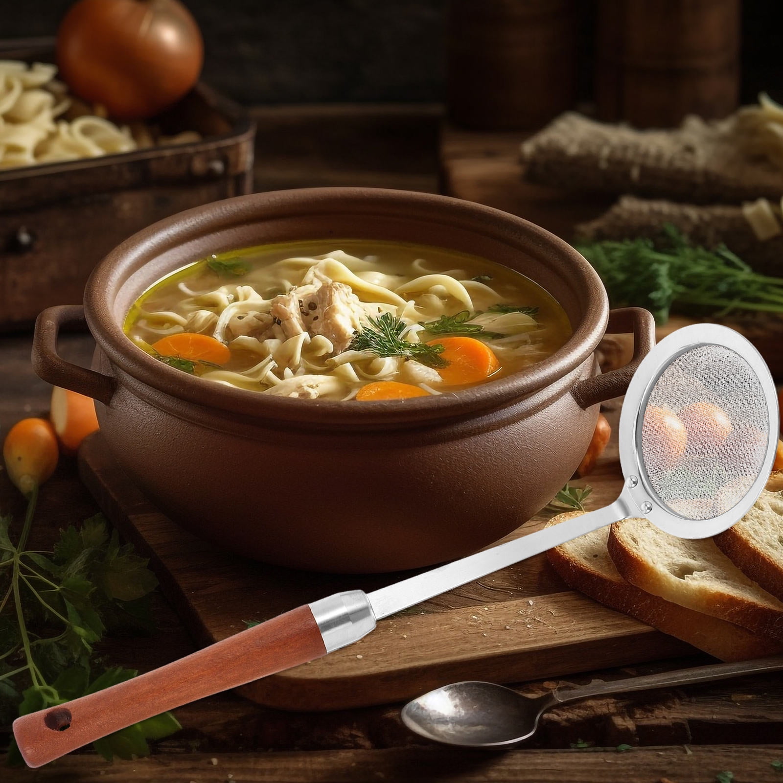 HOMEMAXS Stainless Steel Skimmer Spoon With Fine Mesh Fat Skimmer Spoon ...