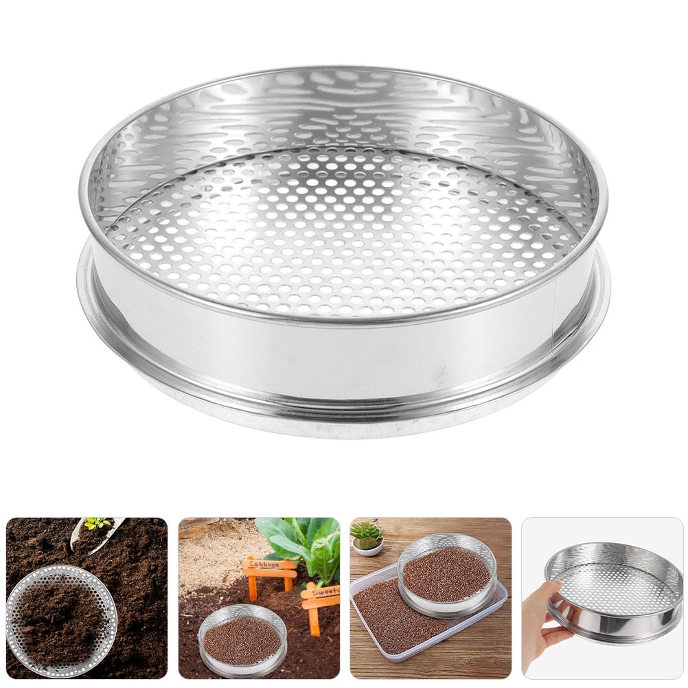HOMEMAXS Stainless Steel Soil Sifter with Round Hole Mesh 4mm Food ...