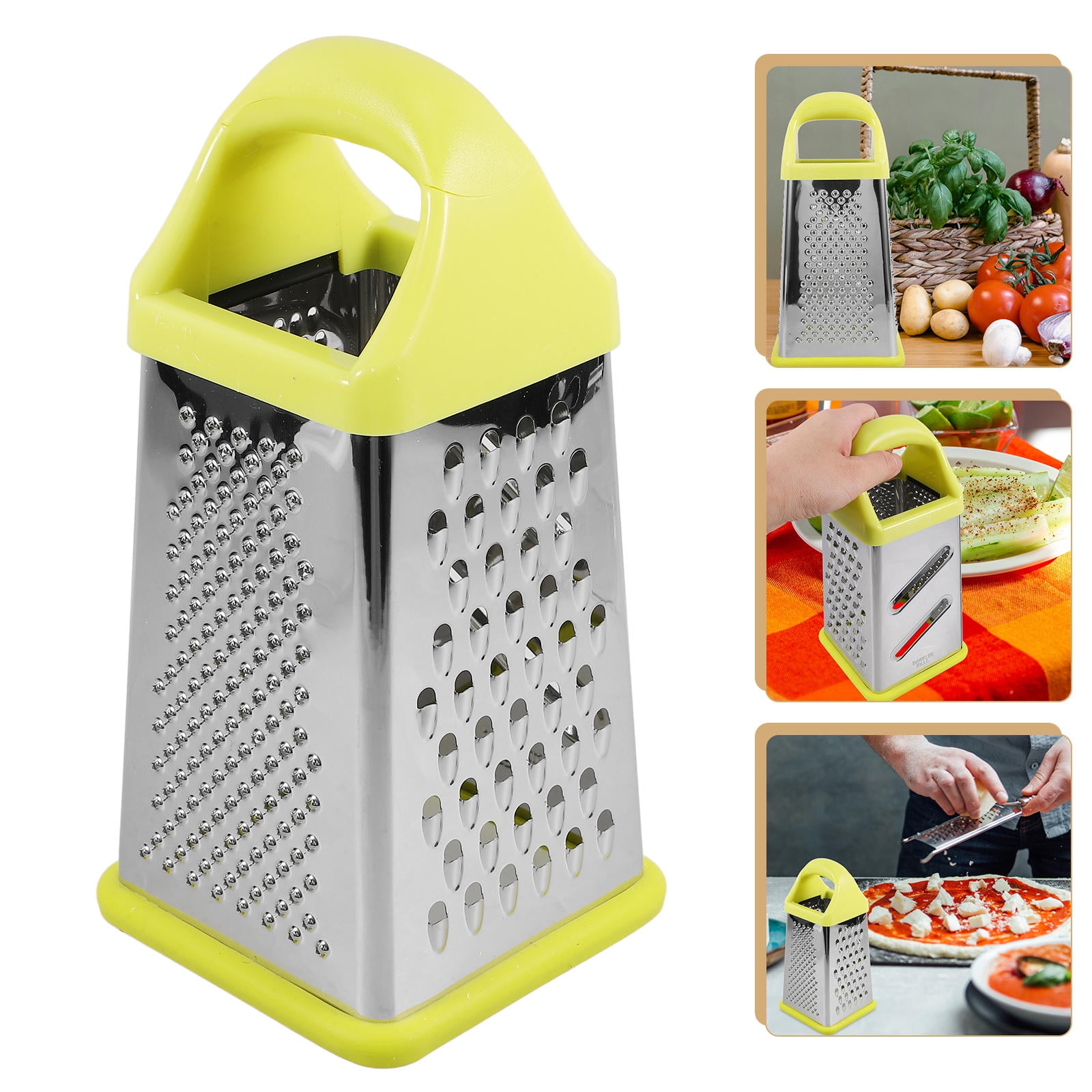 HOMEMAXS Stainless Steel and Silicone Box Grater for Kitchen Use Green ...