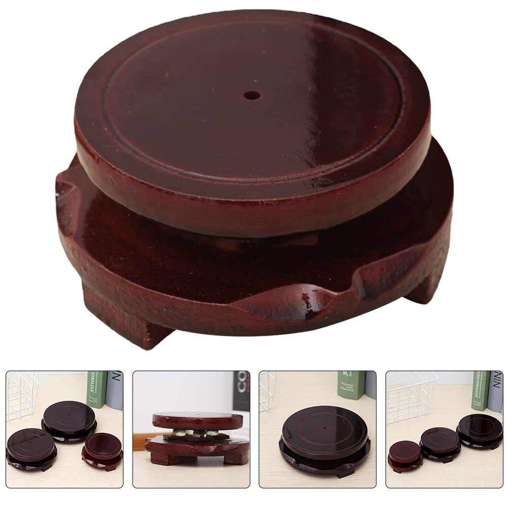 BEADCEST Round Wood Base Plate Desktop Display Base for Home Office ...