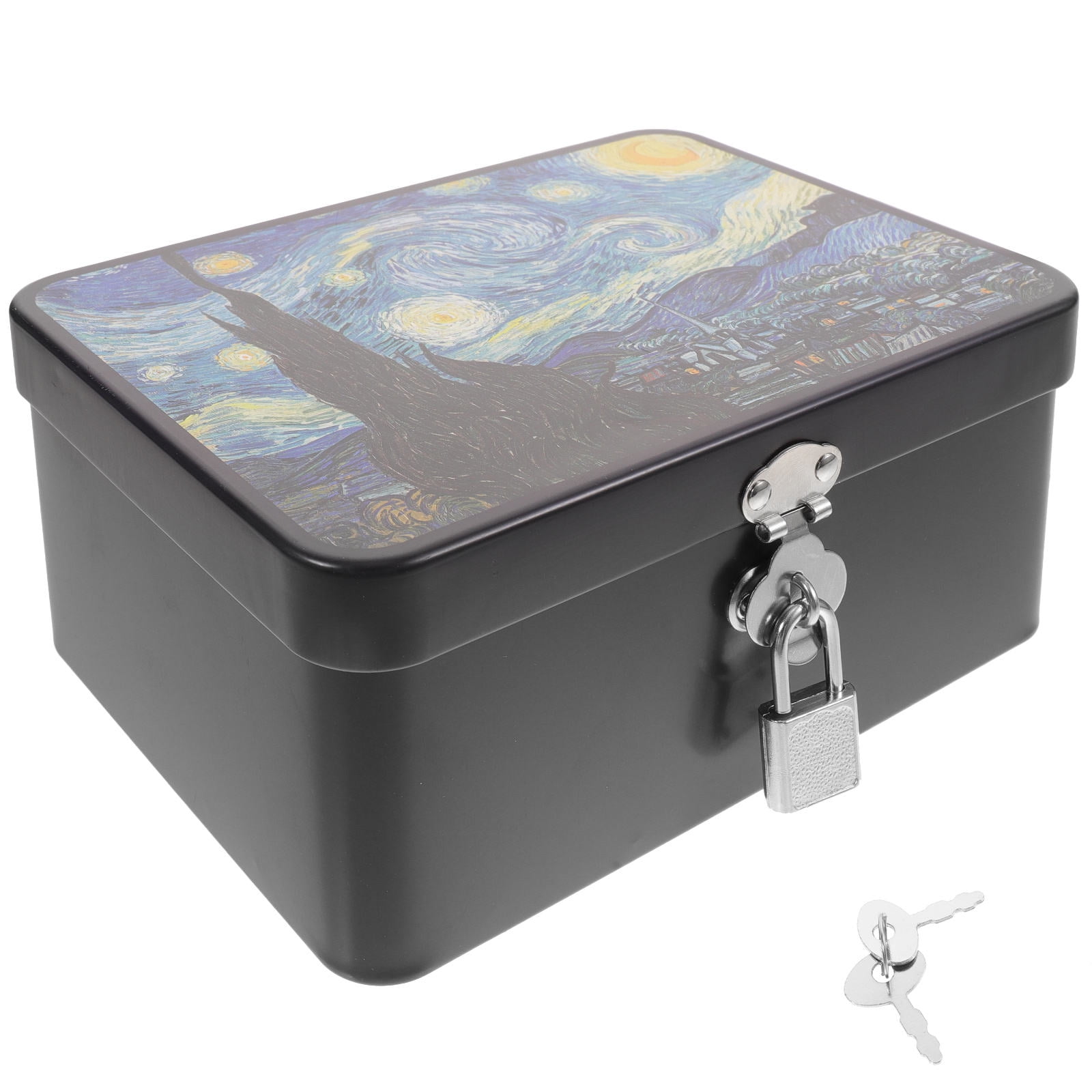 Black Tinplate Storage Box with Lock for Storing Jewelry Gifts and ...