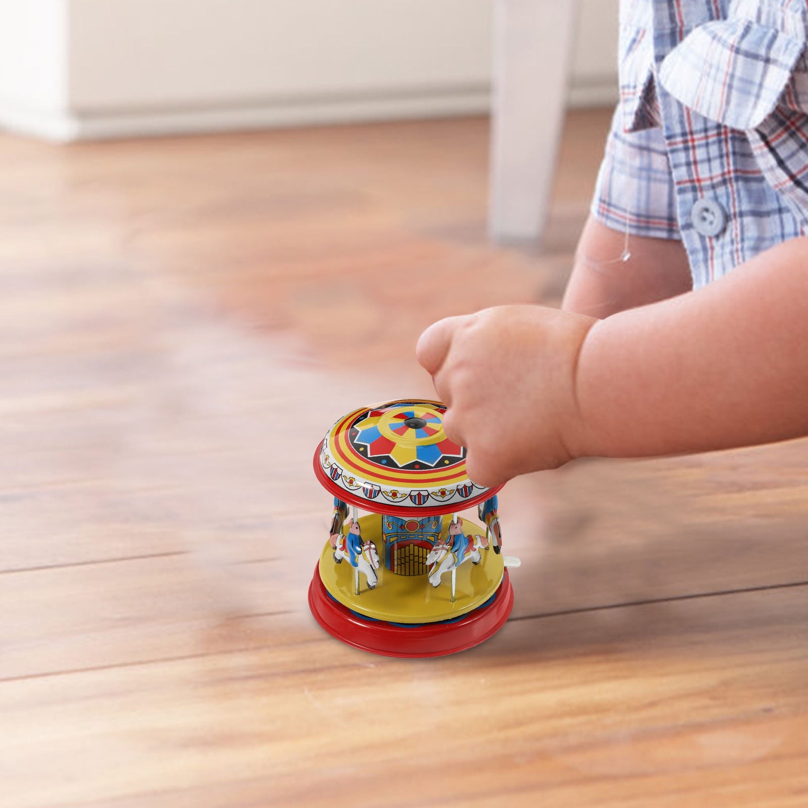 HOMEMAXS Style Nostalgia Carousel Toys Merry-Go-Round Wind Up Toddler ...