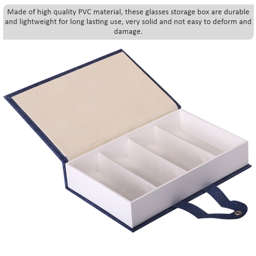 HOMEMAXS Blue PVC Glasses Storage Box Durable Lightweight for Office ...